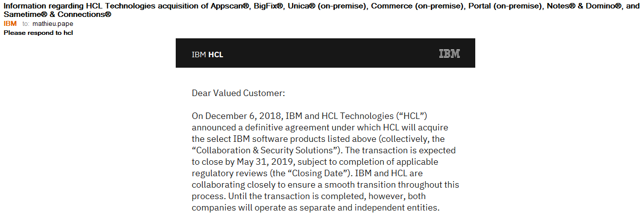 New date announced: Notes/Domino leaves IBM for HCL on May 31st ...
